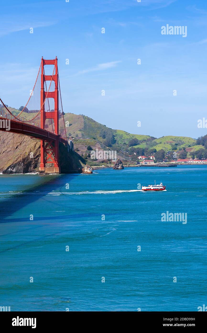 Golden Gate bridge with beautiful blue sky landscape in San Francisco ...