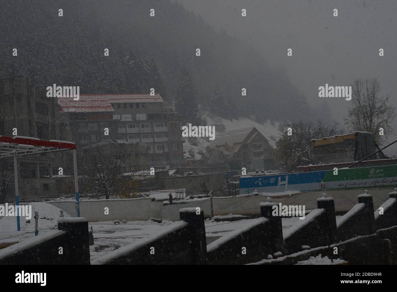An attractive beautiful mesmerizing view of the heavy snow fall and ...