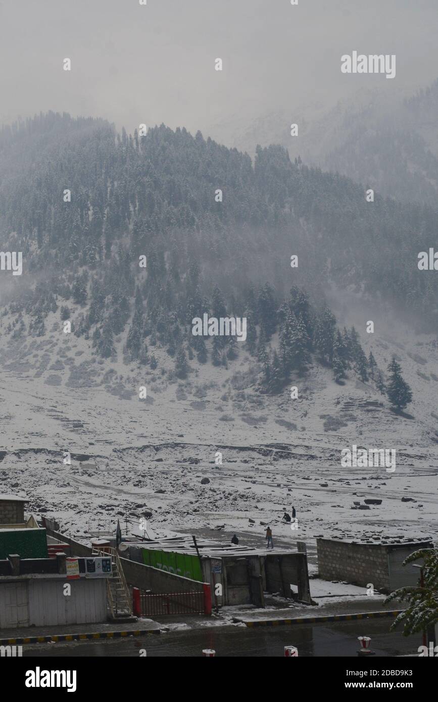 An attractive beautiful mesmerizing view of the heavy snow fall and ...