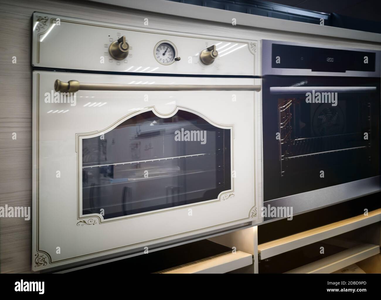 Modern electric oven in country style, equipped with a clock, timer ...