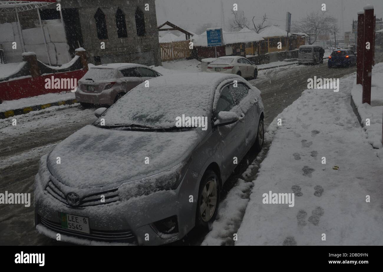 An attractive beautiful mesmerizing view of the heavy snow fall and ...