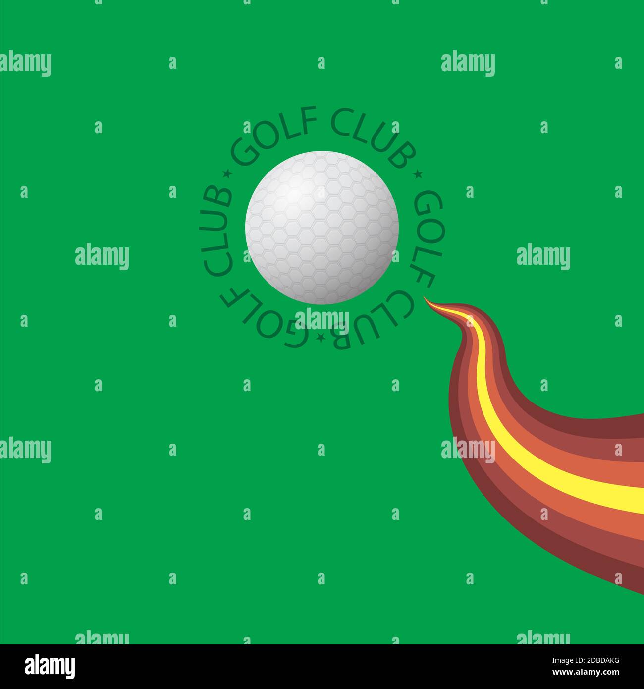 Golf Ball Icon and Golf Club text Isolated on Green Background Stock ...