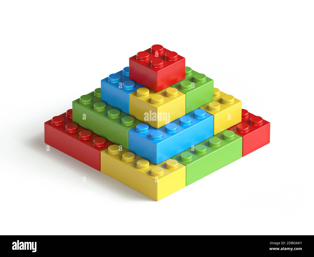 Toy brick pyramid 3D render illustration isolated on white background ...