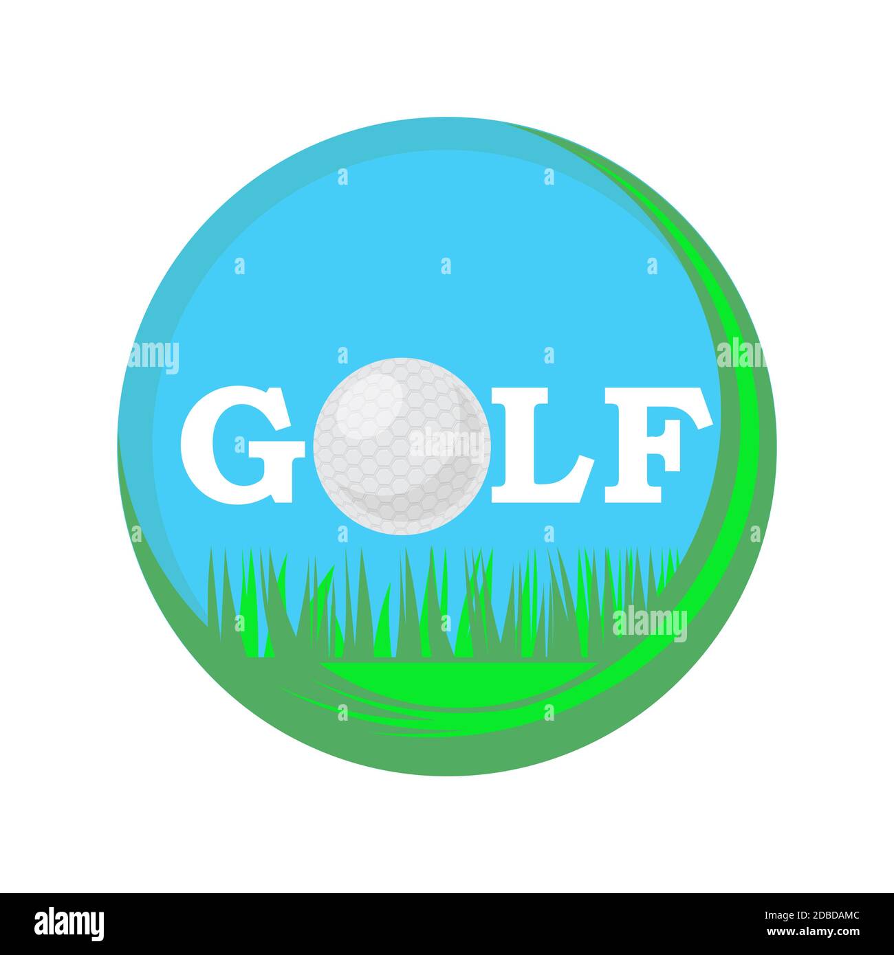 Golf Ball Icon and Golf Club text Isolated on White Background. Flat ...