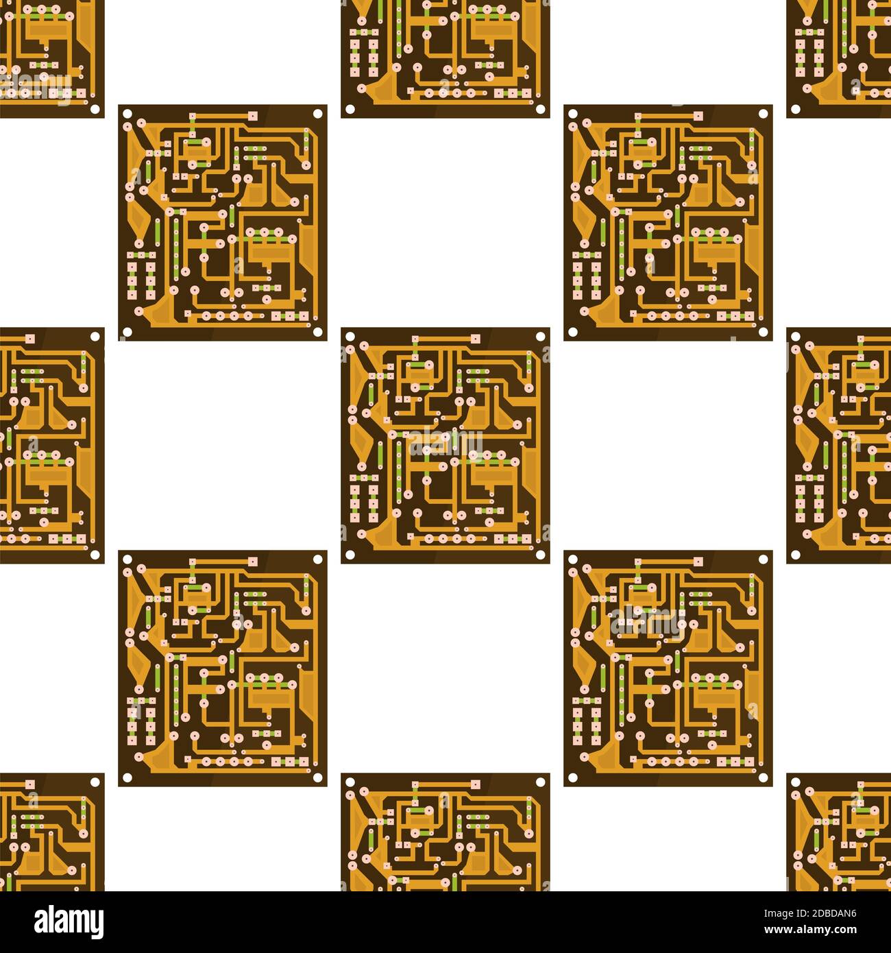 Circuit Board Seamless Pattern on White Background. Flat Design. Modern ...