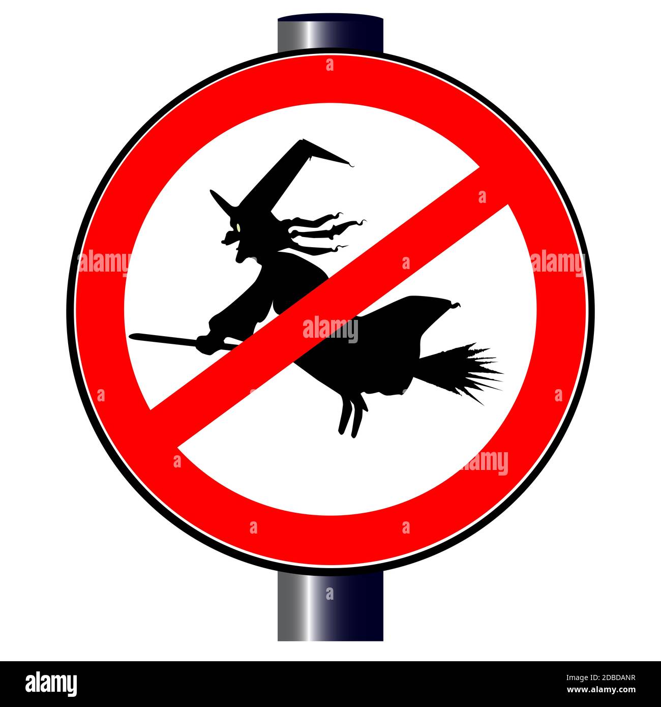 A isolated traffic sign with a witch inside it Stock Photo - Alamy