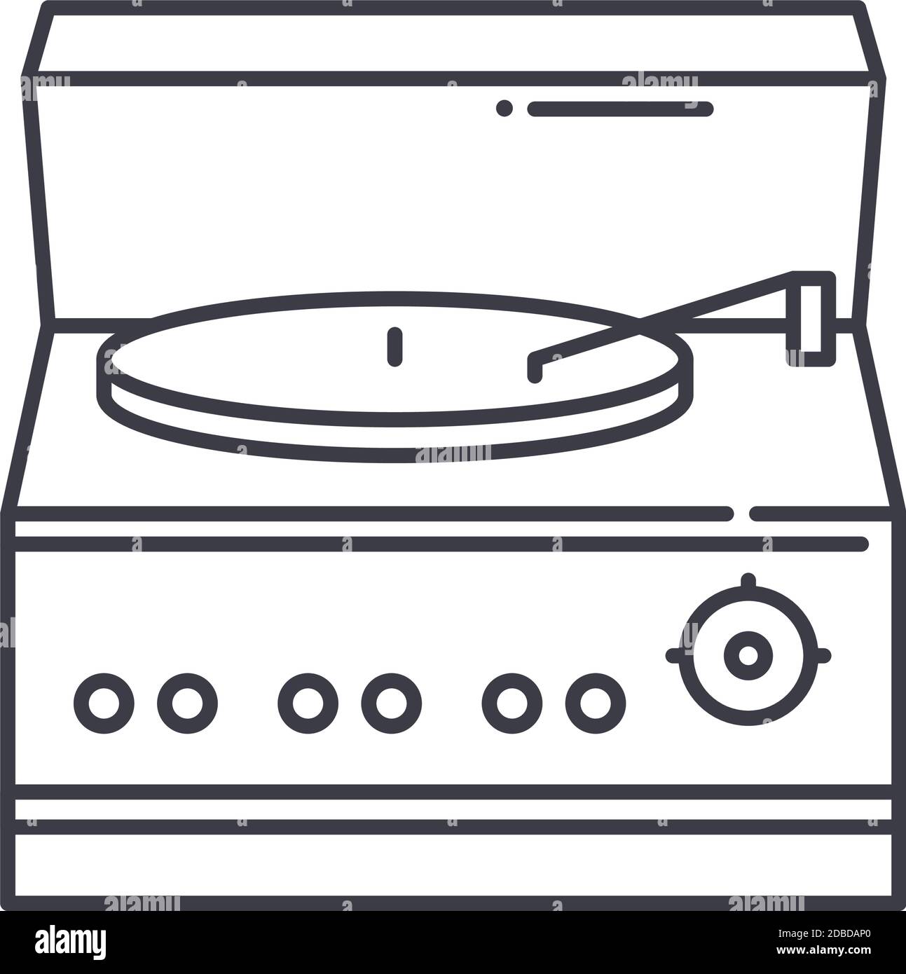Record player icon, linear isolated illustration, thin line vector, web ...