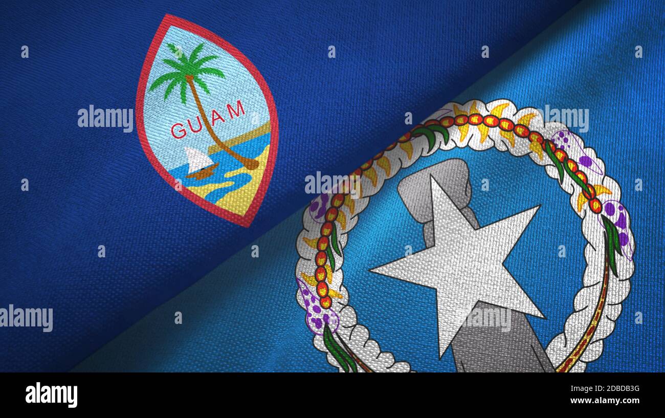 Guam and Northern Mariana Islands two flags textile cloth, fabric ...