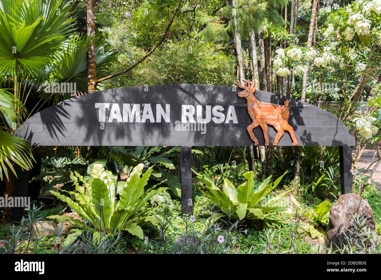 Deer enclosure entrance sign Taman Rusa. Deers Perdana Botanical ...