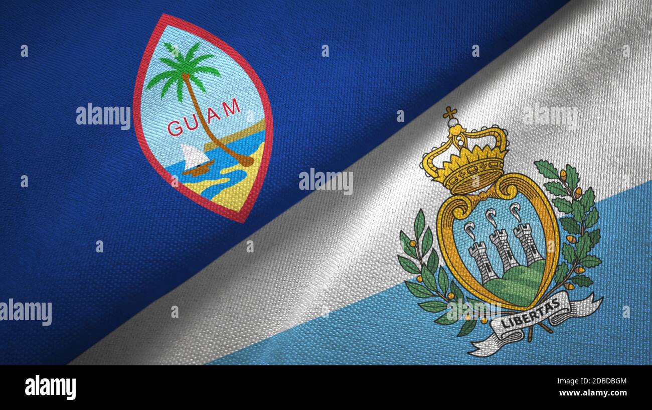 Guam and San Marino two flags textile cloth, fabric texture Stock Photo ...