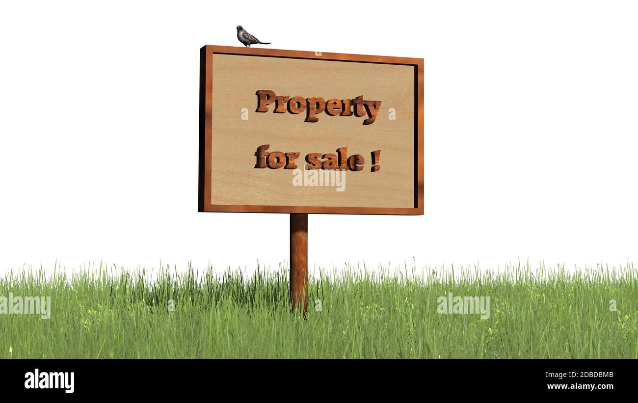 Sign in grass with lettering "Property for sale Stock Photo - Alamy