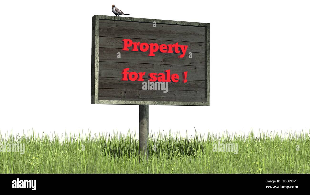 Sign in grass with lettering "Property for sale Stock Photo - Alamy