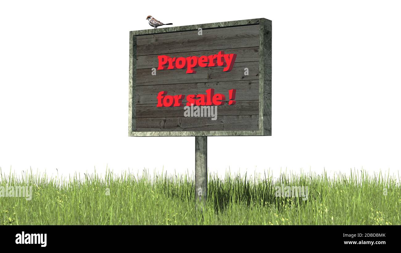 Sign in grass with lettering "Property for sale Stock Photo - Alamy