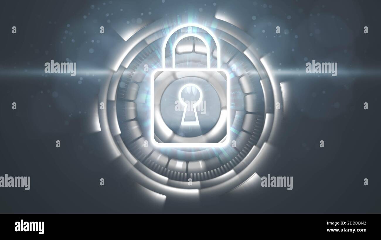 Digital security hologram with padlock - Cyber security or network ...