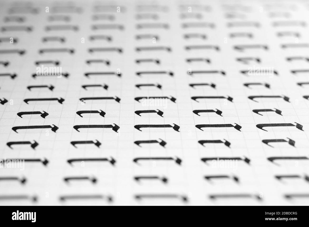 Calligraphy black and white letters C background. Lettering practice ...