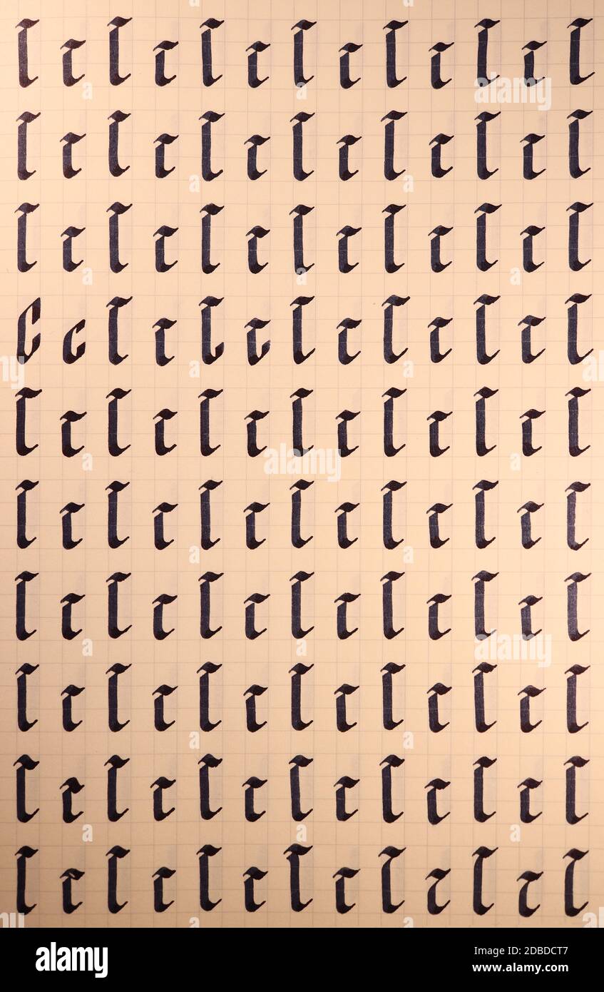 Lettering practice writing worksheet. Handwriting symbol filling ...