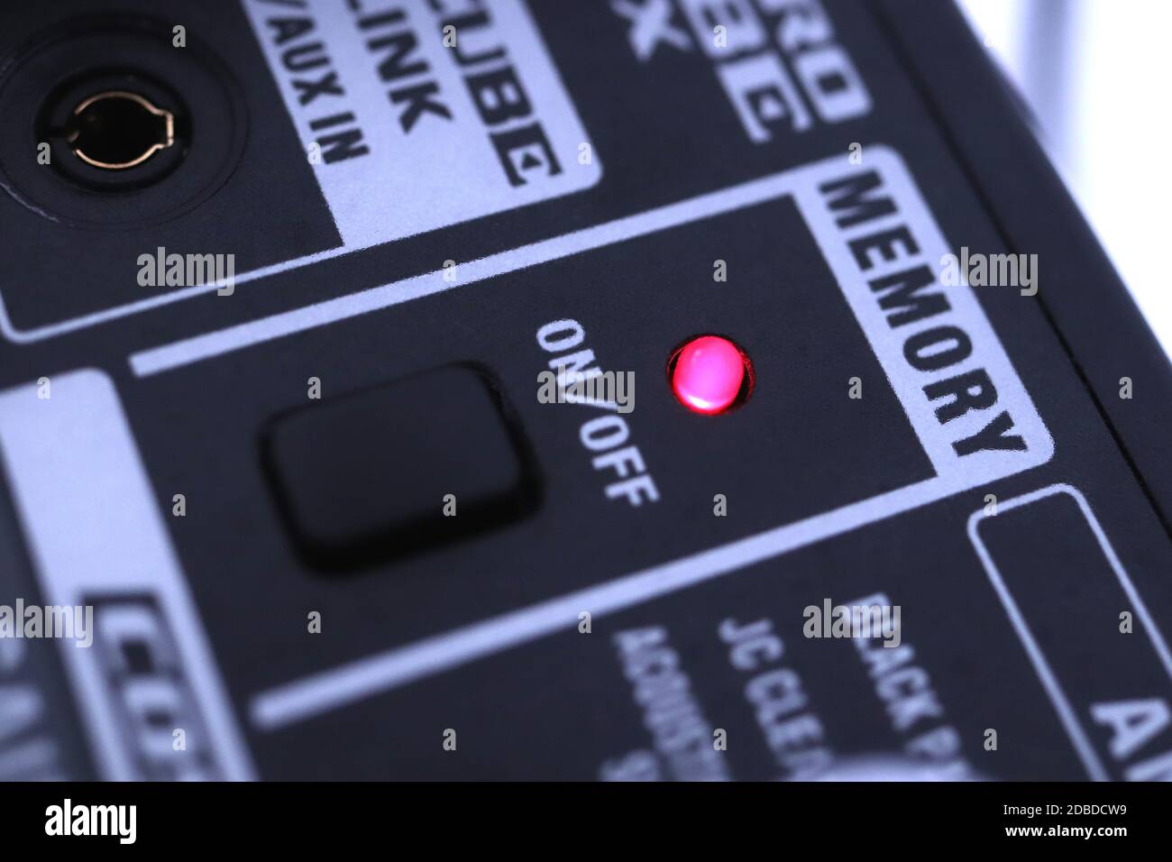 Memory button with light indicator. Music instruments background ...