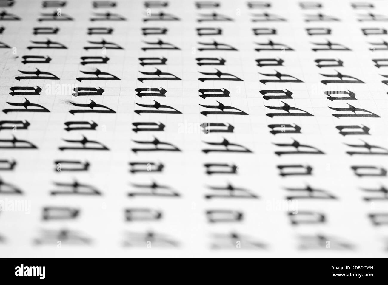 Calligraphy black and white letters A background. Lettering practice ...
