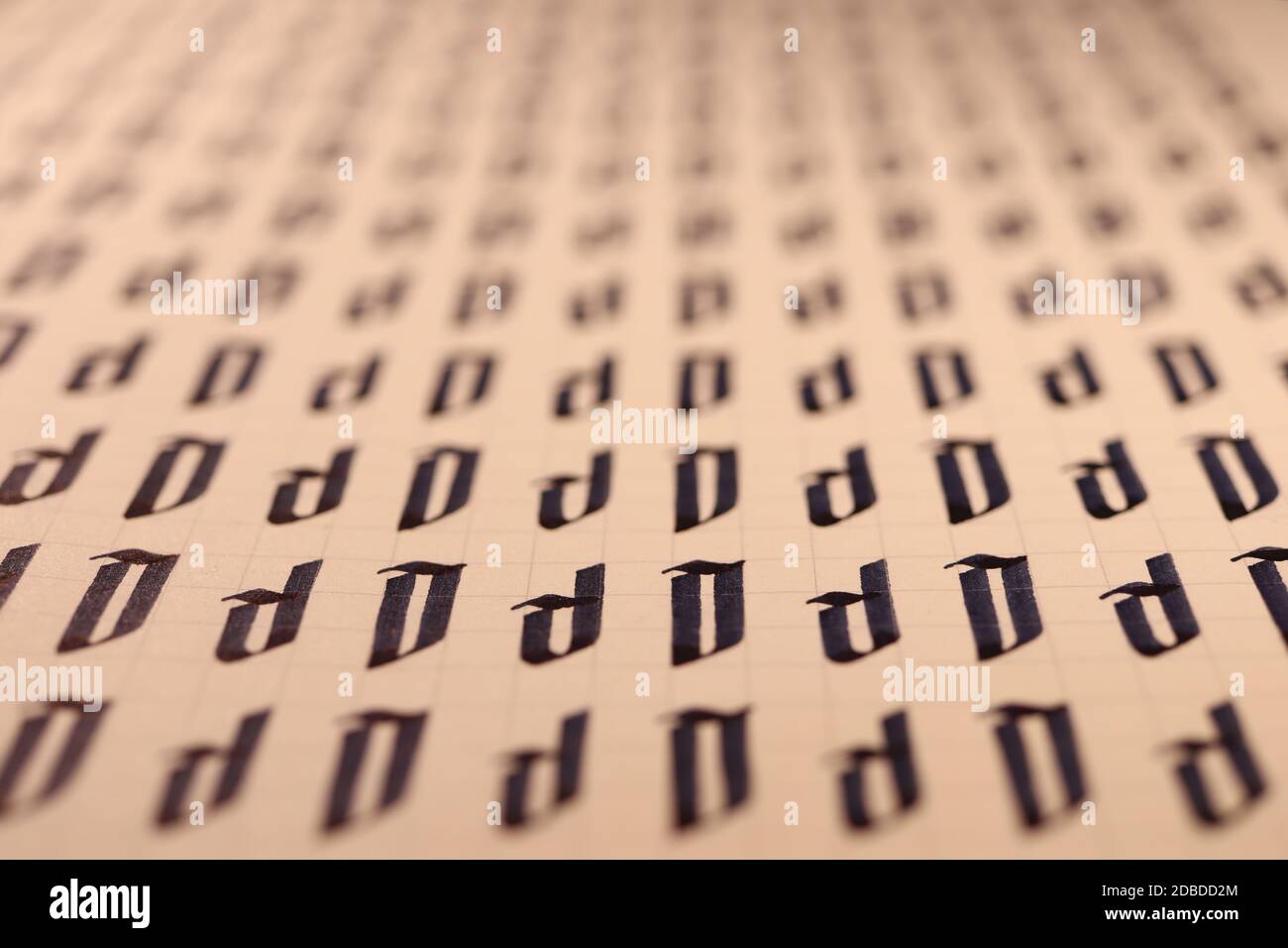Calligraphic letter D learning skills paper page. Calligraphy letters D ...