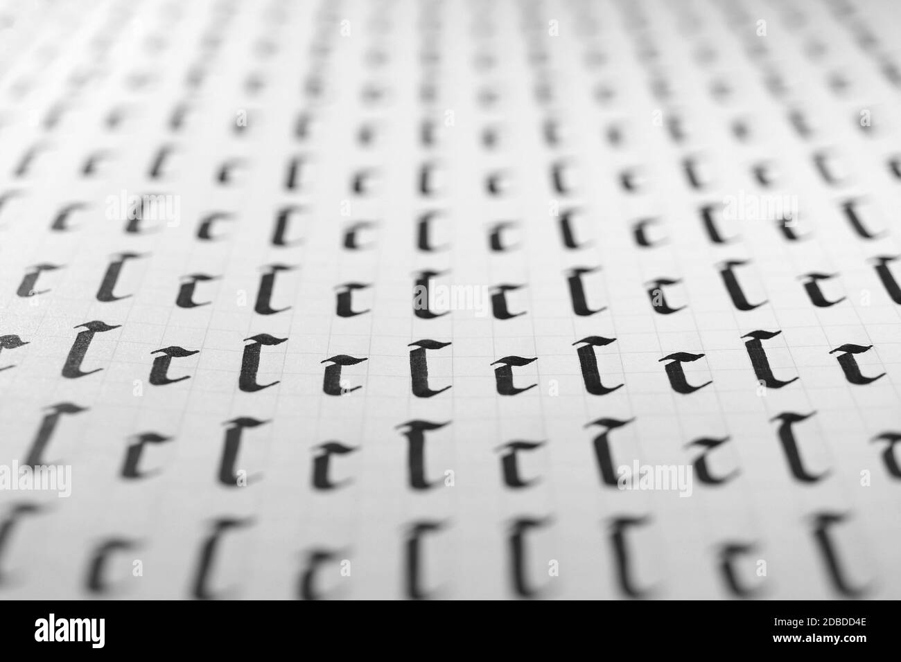 Calligraphy black and white letters C background. Lettering practice ...