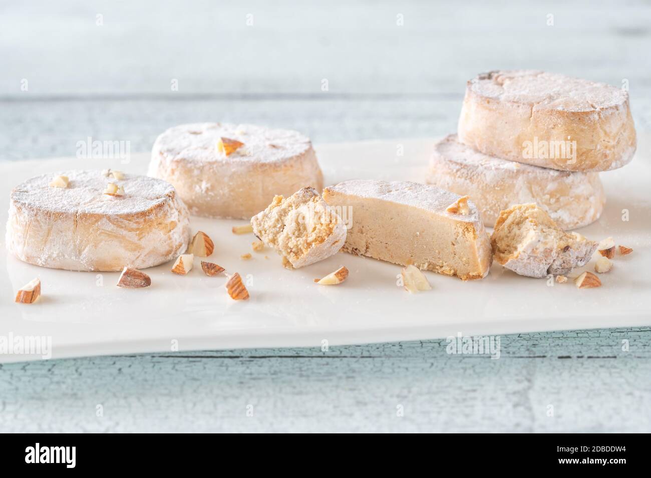 Polvoron - Spanish almond shortbread close up Stock Photo - Alamy
