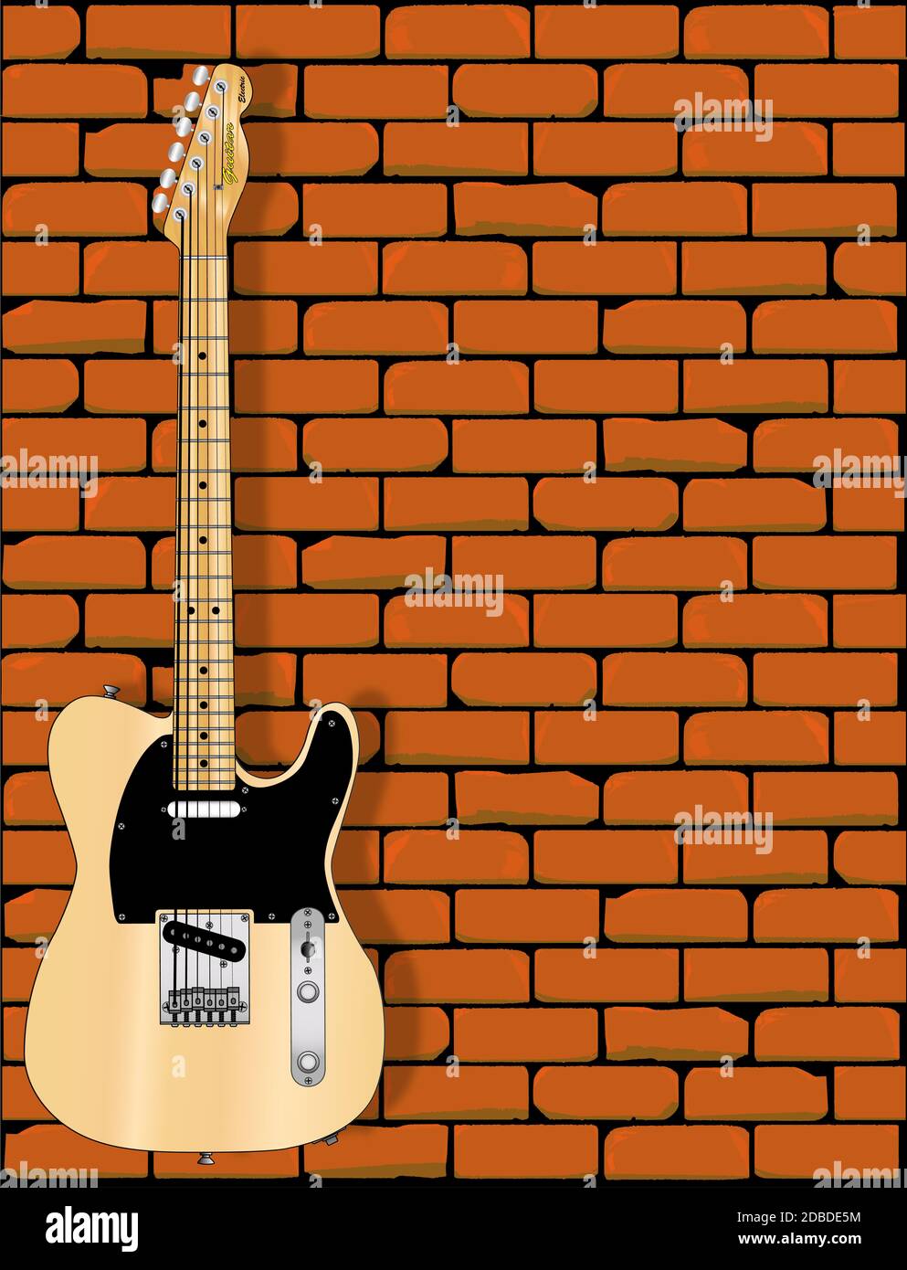 A fender Telecaster in front of a red brick wall Stock Photo - Alamy