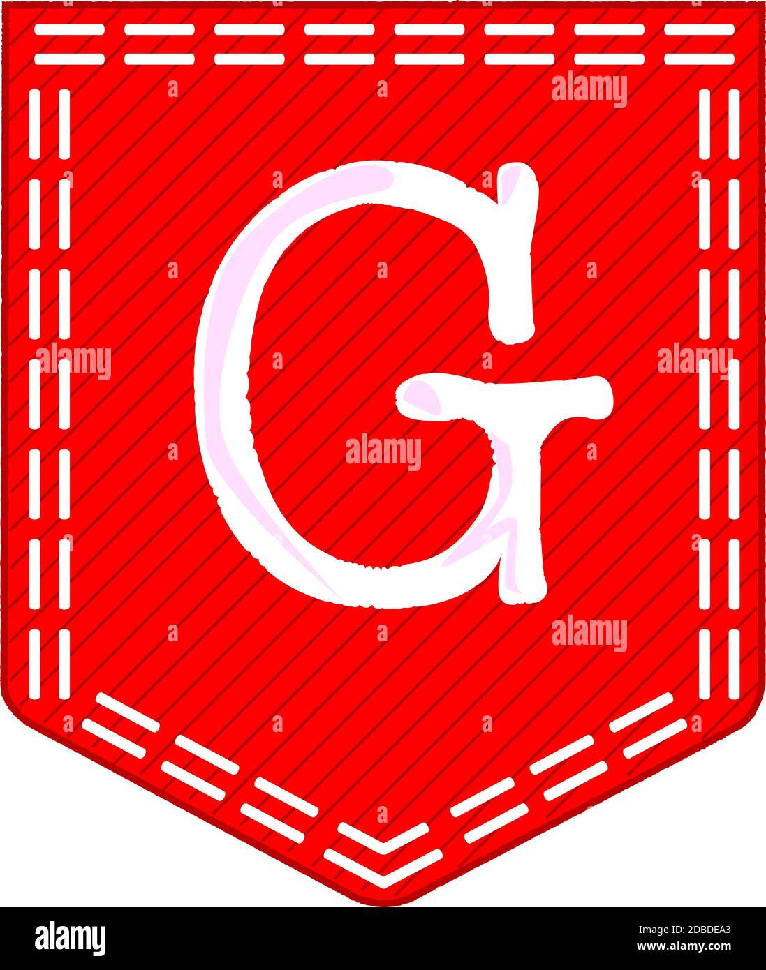 Red pocket the letter G over a white background Stock Photo - Alamy