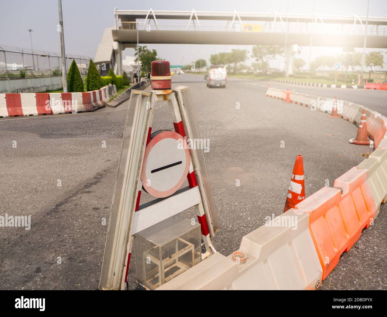 plastic road fencing on the street of a modern Stock Photo - Alamy