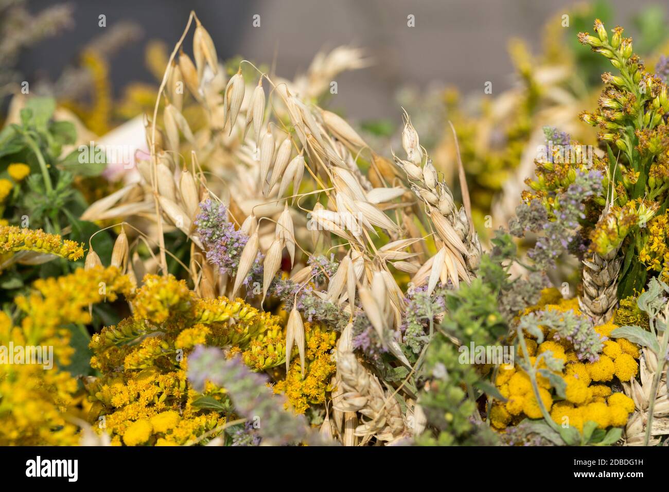 handmade beautiful bouquets from flowers and herbs Stock Photo - Alamy