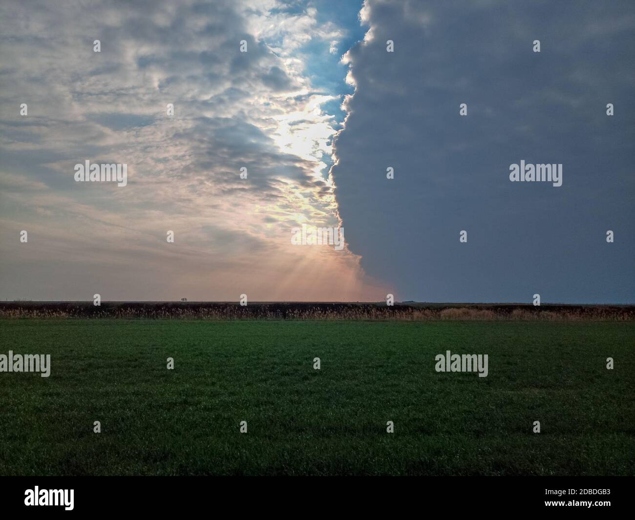 The boundary of atmospheric fronts. The sharp boundary of the clouds in ...