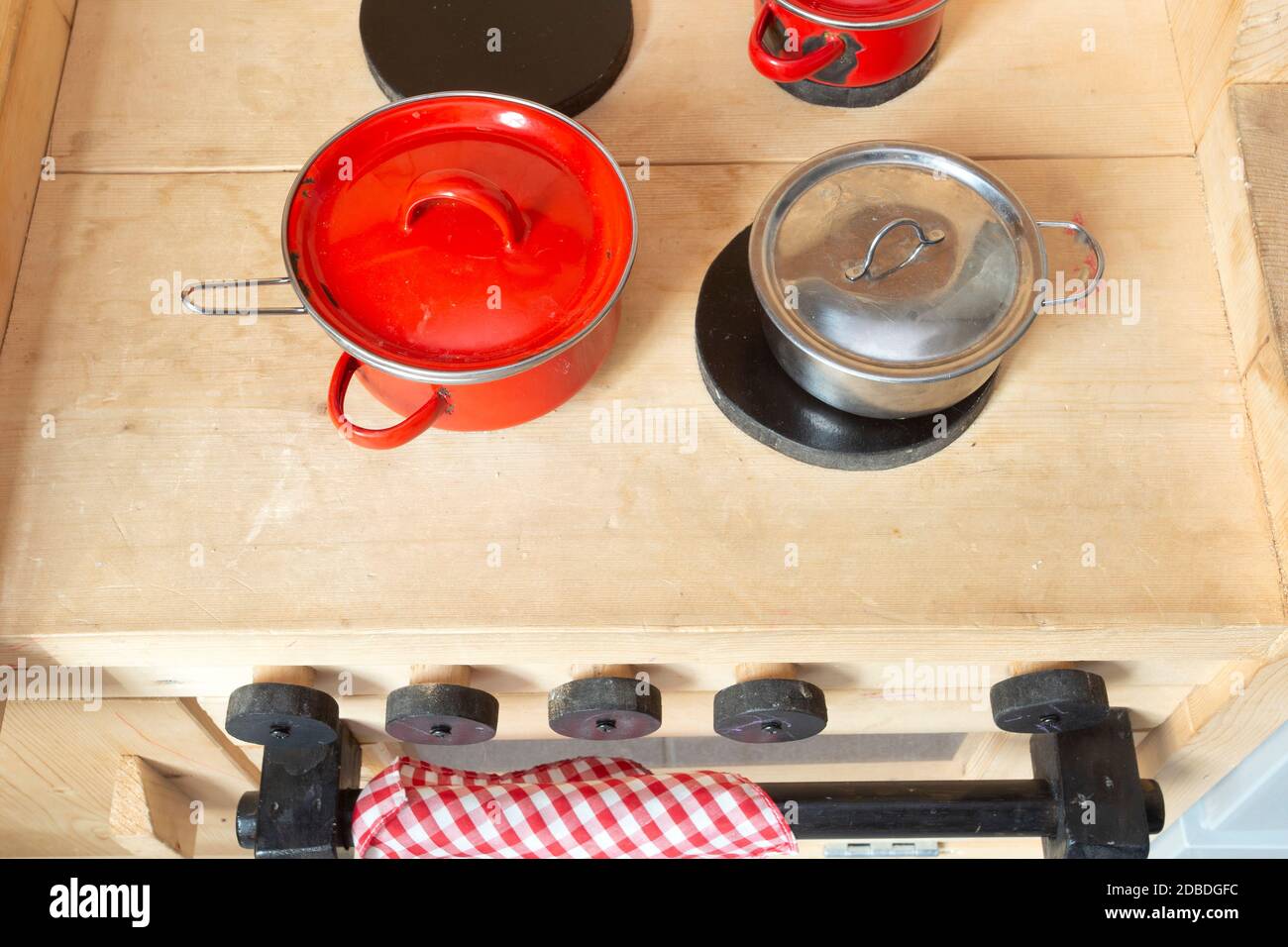 Child's wooden toy kitchen stylish design top view, kitchen for ...