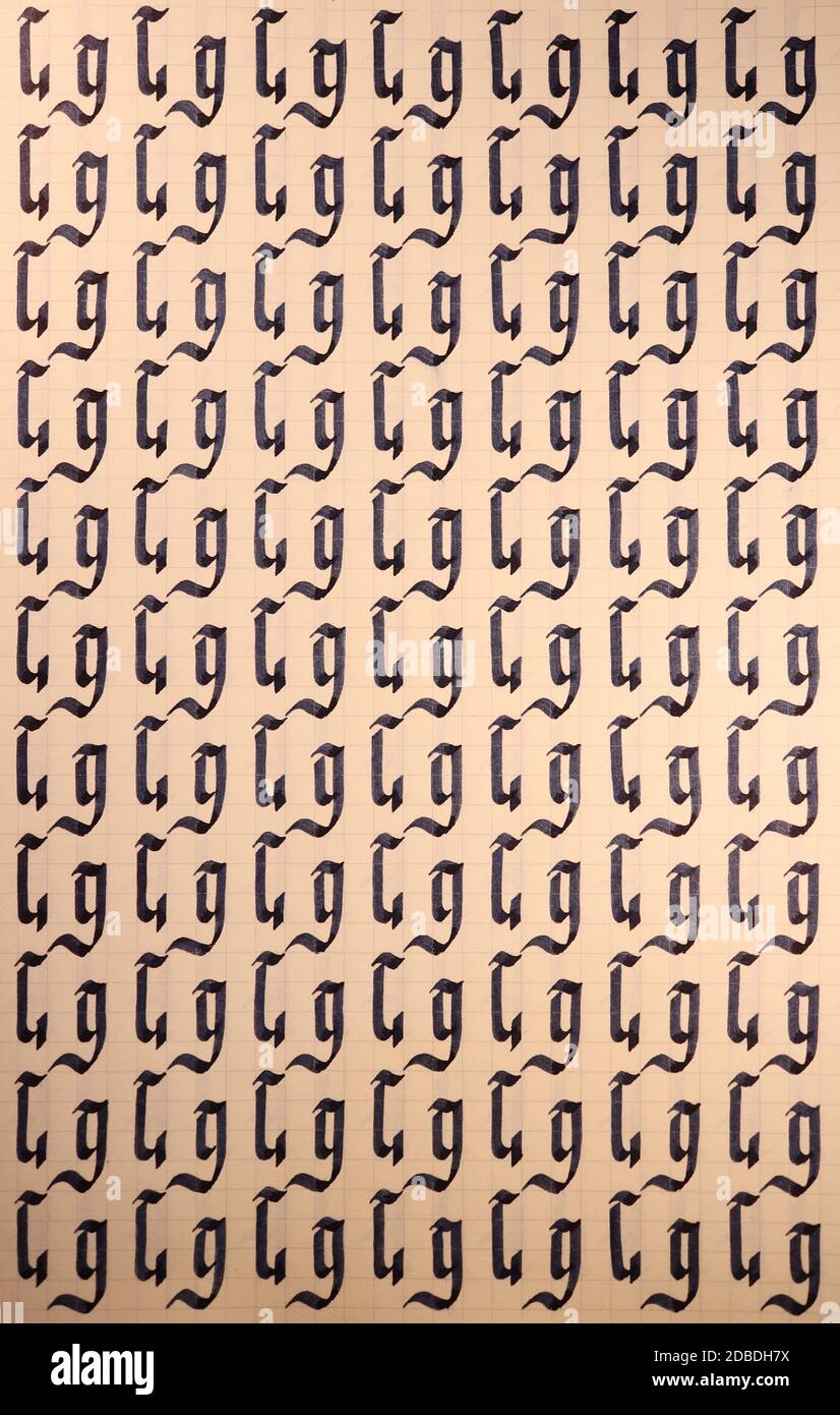 Lettering practice writing worksheet. Handwriting symbol filling ...