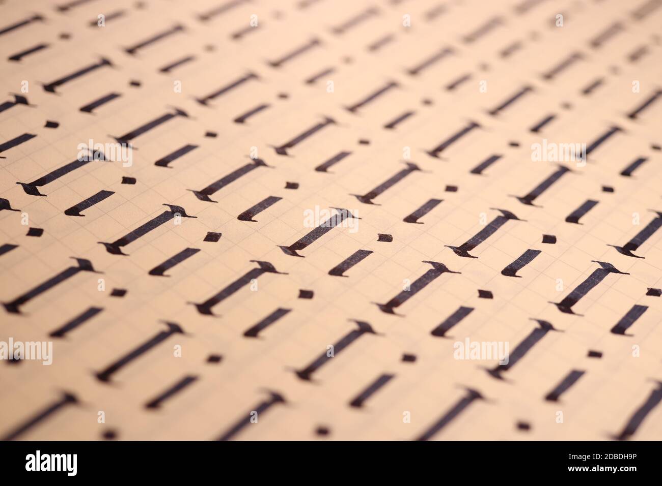 Calligraphic letter I learning skills paper page. Calligraphy letters i ...