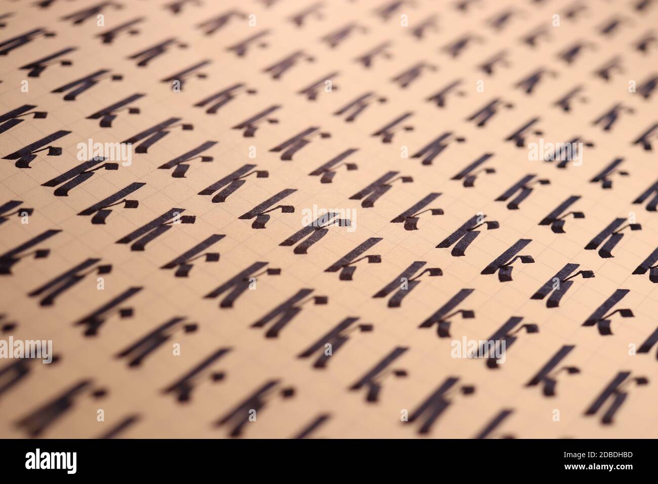 Calligraphic letter K learning skills paper page. Calligraphy letters k ...