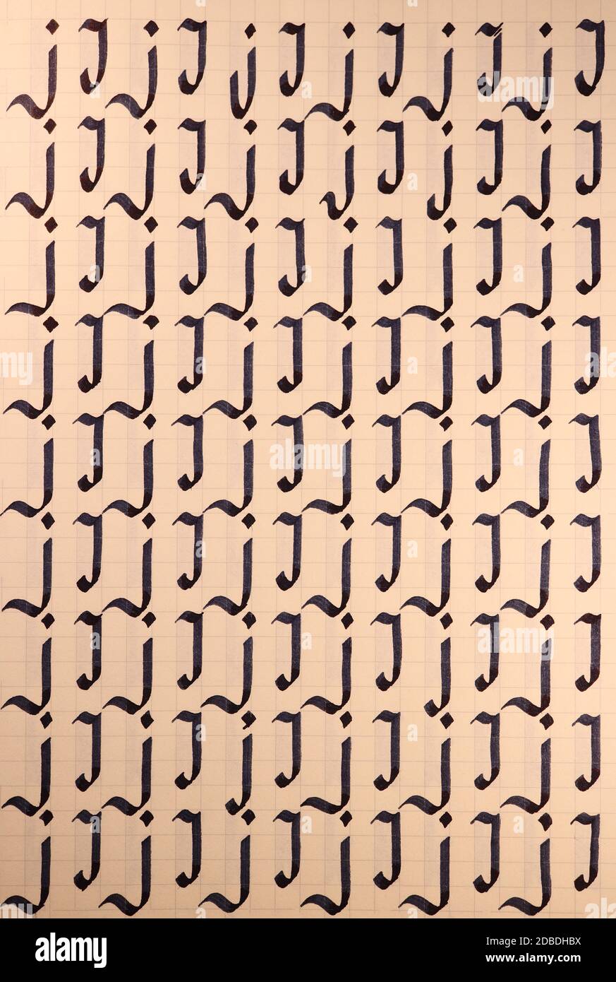 Calligraphic letter J learning skills paper page. Calligraphy letters j ...