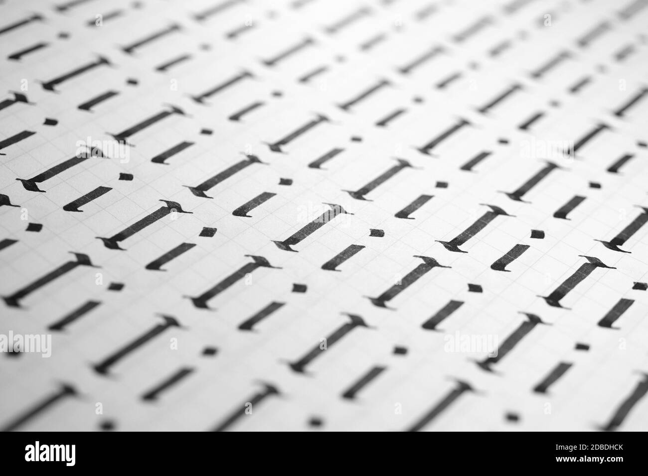 Calligraphy black and white letters I background. Lettering practice ...