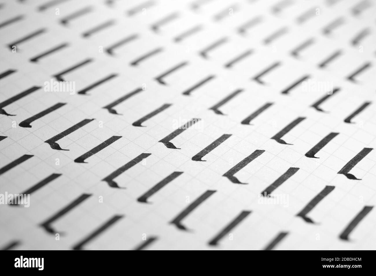 Calligraphy black and white letters L background. Lettering practice ...