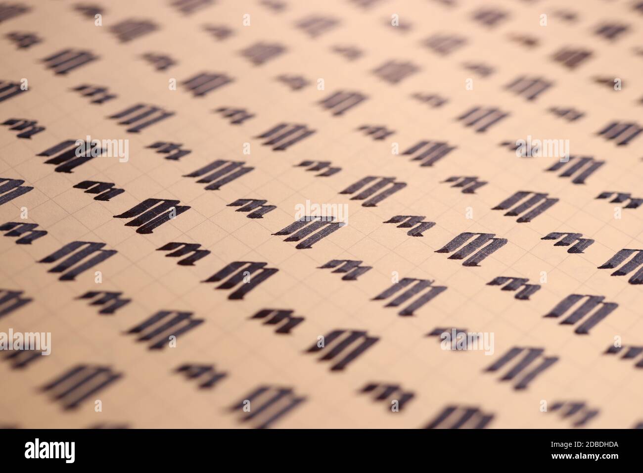 Calligraphic letter M learning skills paper page. Calligraphy letters m ...