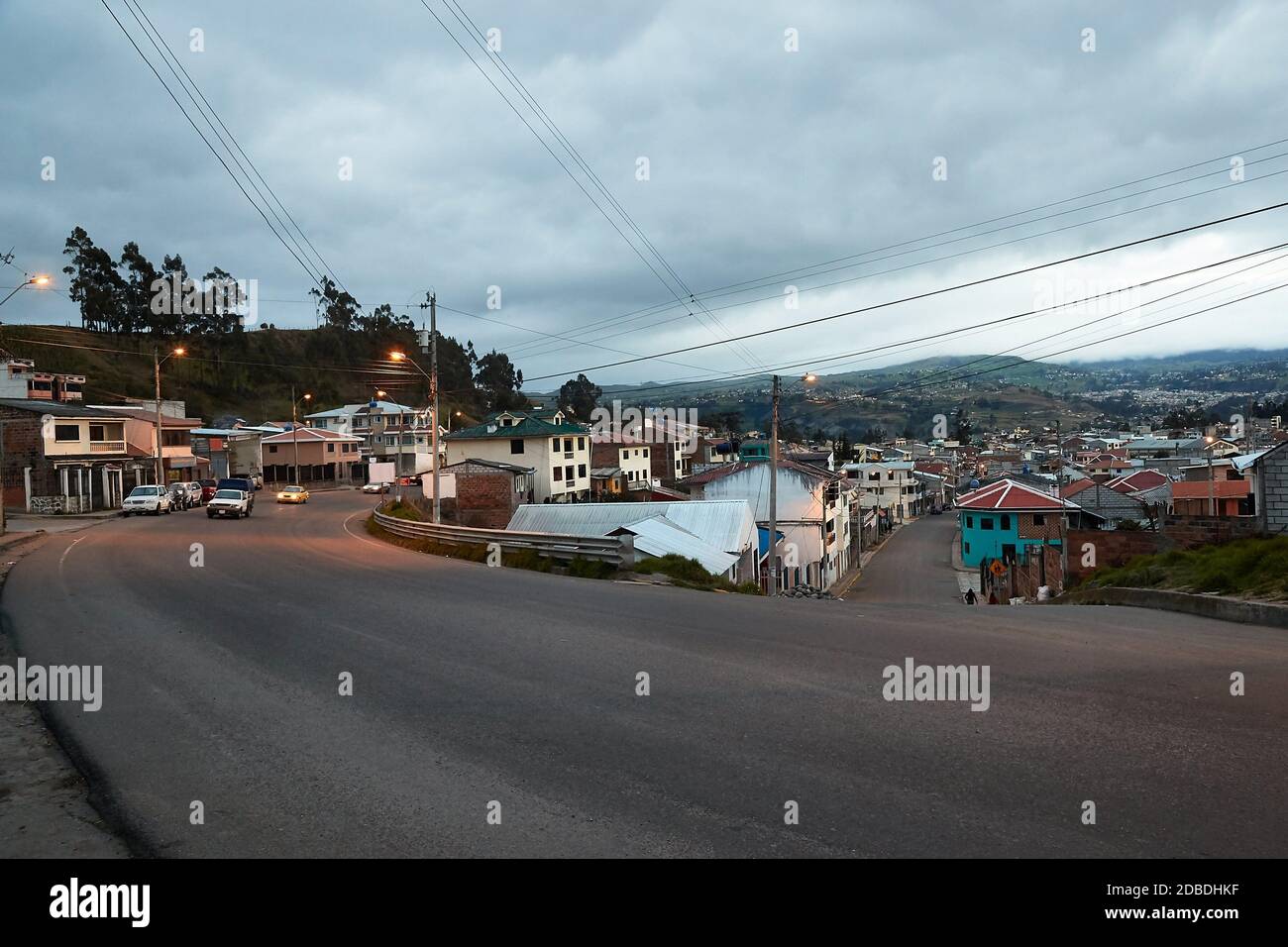 Twilight view of El Tambo, Ecuador, section of the Panamerican Highway ...
