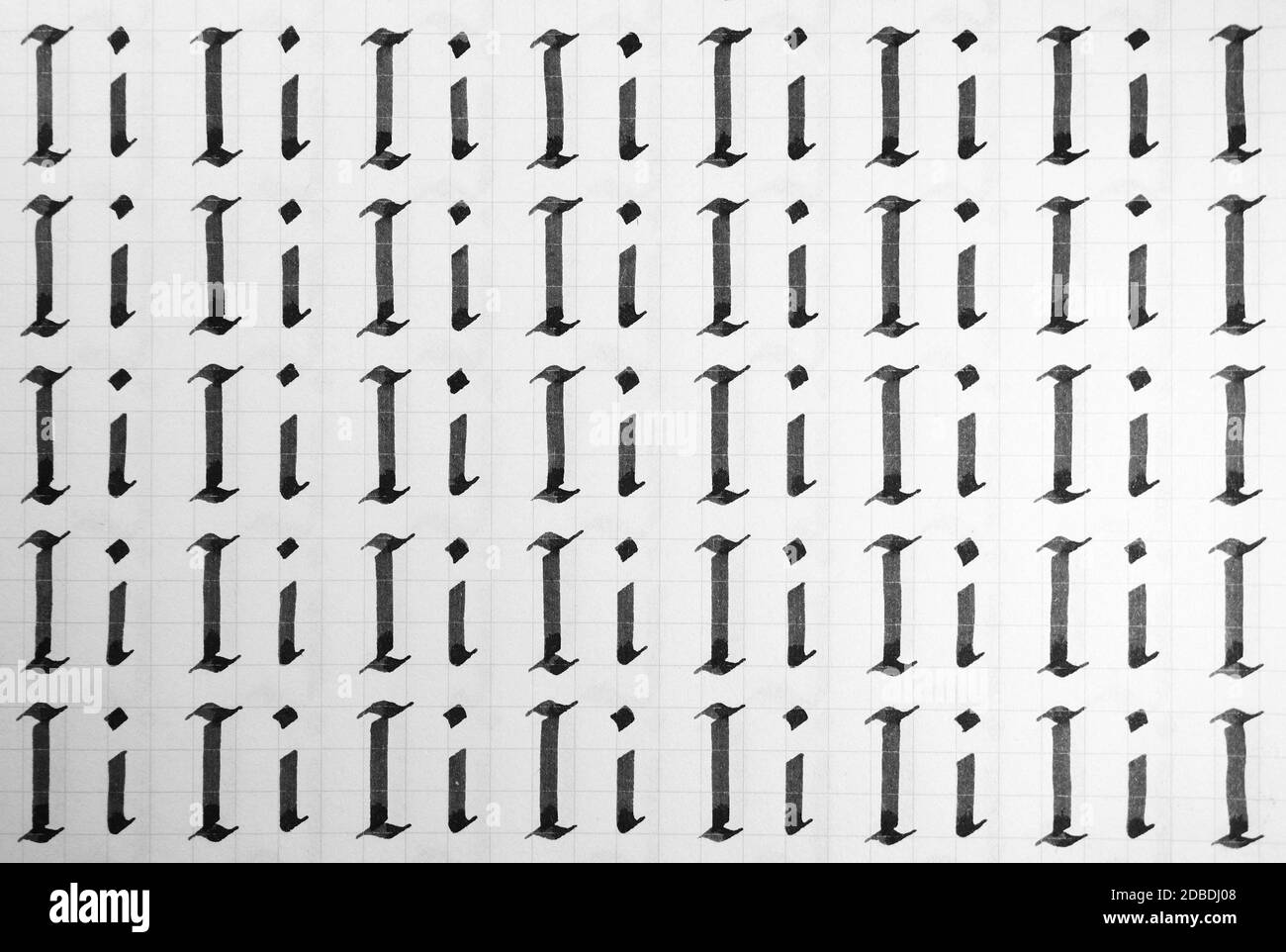 Calligraphy black and white letters I background. Lettering practice ...