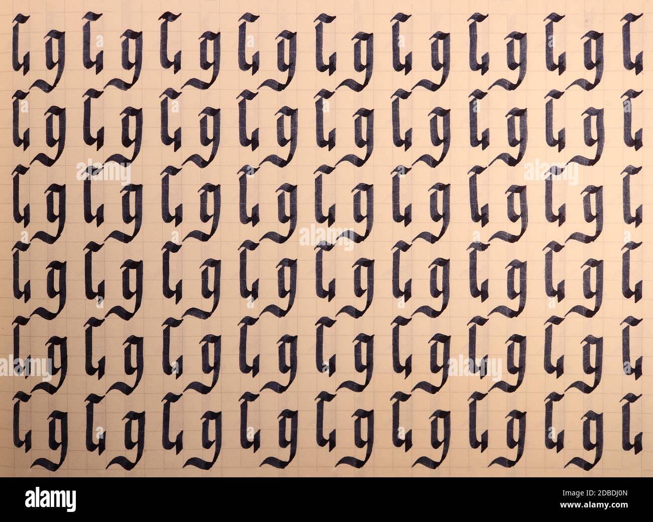 Calligraphic letter G learning skills paper page. Calligraphy letters g ...