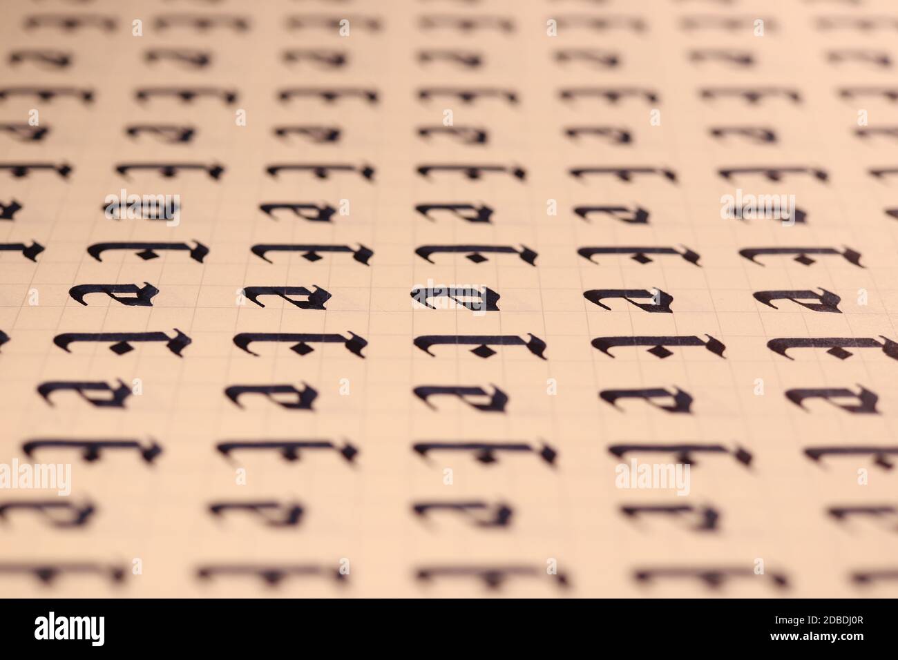 Calligraphic letter E learning skills paper page. Calligraphy letters E ...