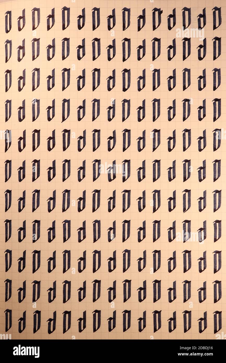 Lettering practice writing worksheet. Handwriting symbol filling ...