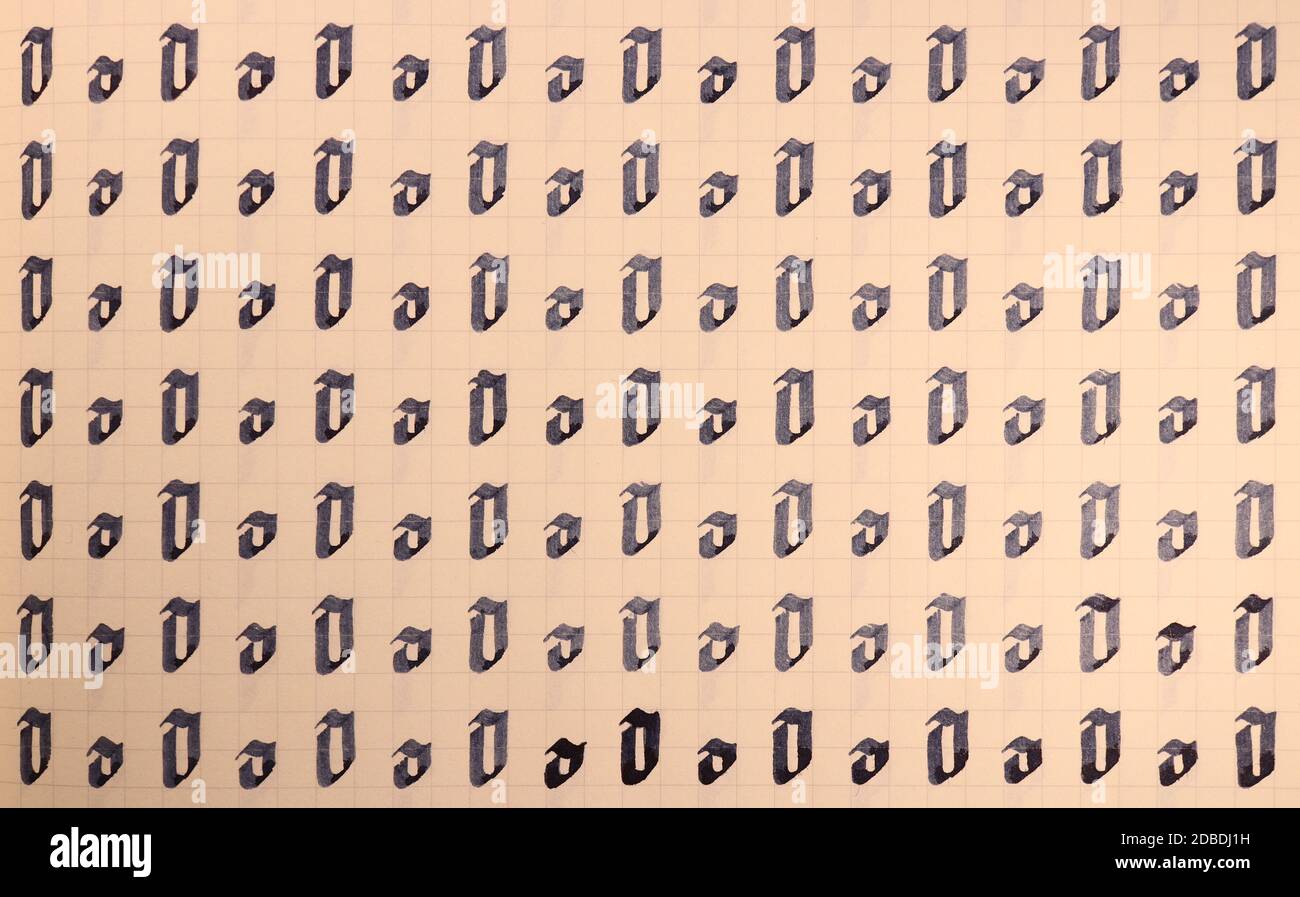 Calligraphic letter O learning skills paper page. Calligraphy letters o ...