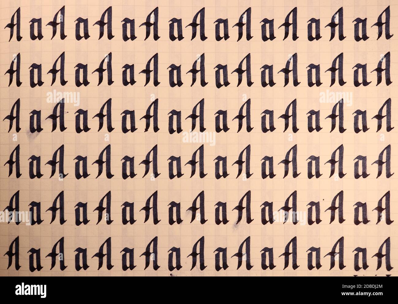 Calligraphic letter A learning skills paper page. Calligraphy letters a ...