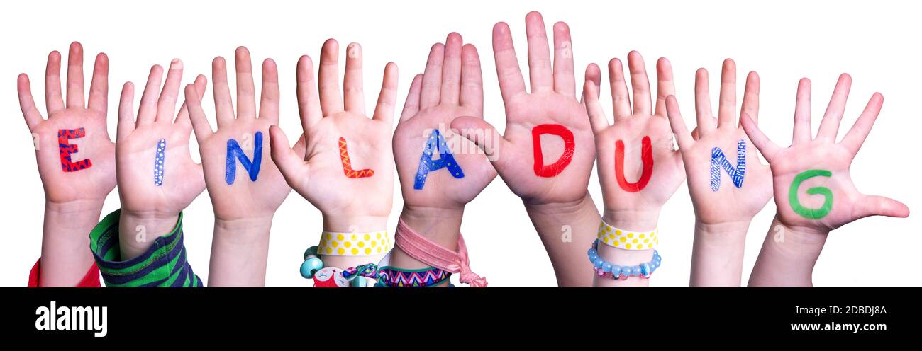 Children Hands Building Colorful German Word Einladung Means Invitation ...