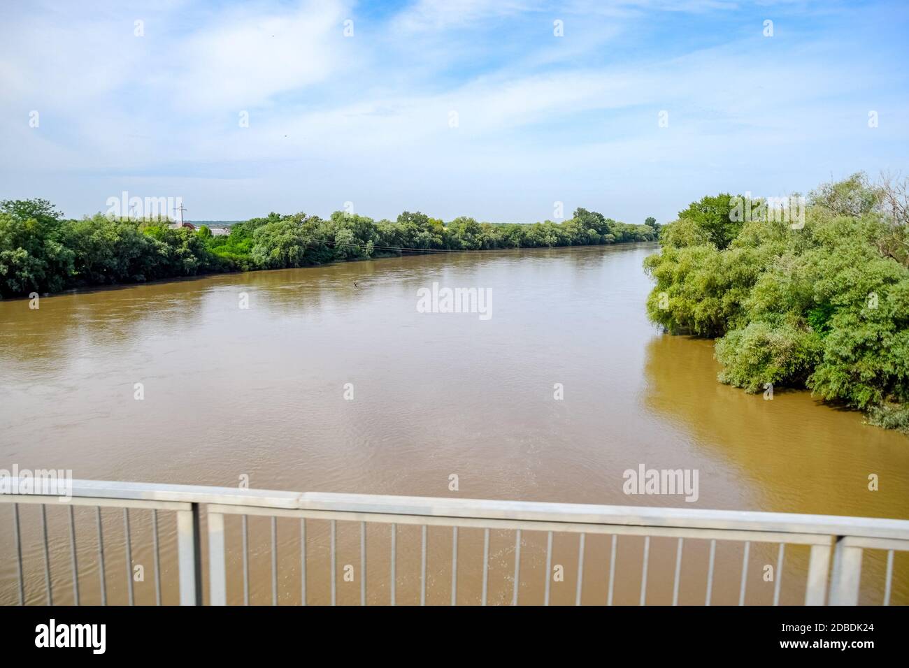 Passing over the bridge over the river. The landscape of the river, the ...