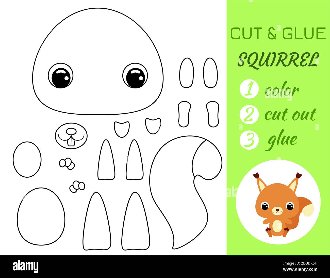 Simple educational game coloring page cut and glue sitting baby ...