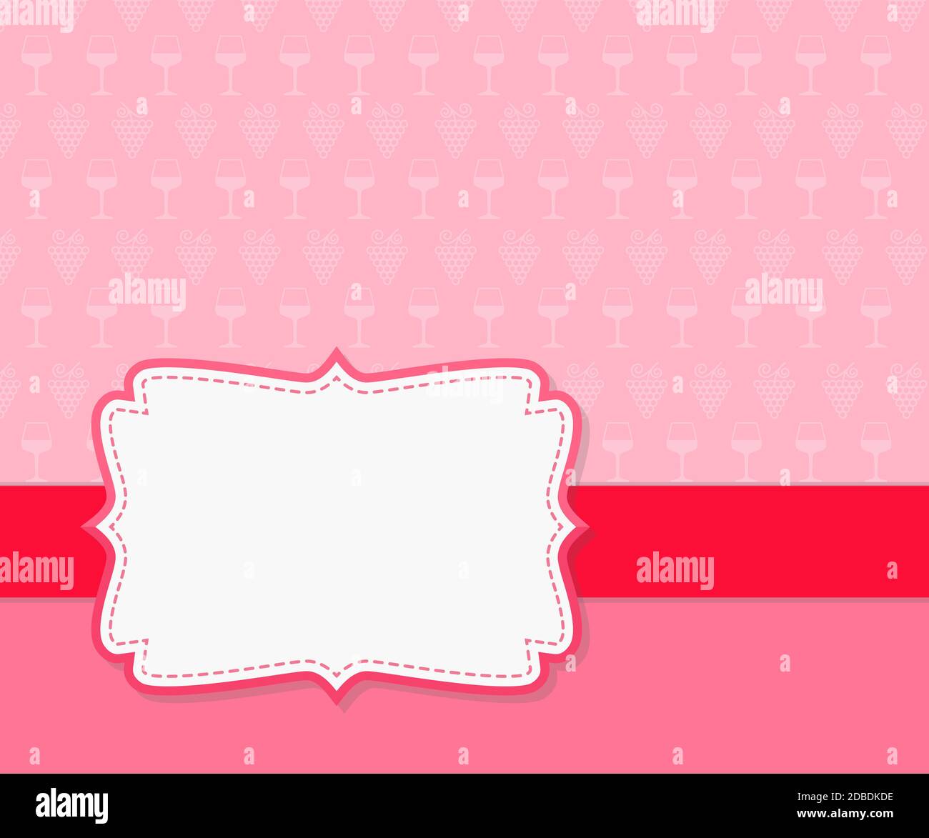 Alcoholic drinks. Greeting card on pink background with grapes and wine ...