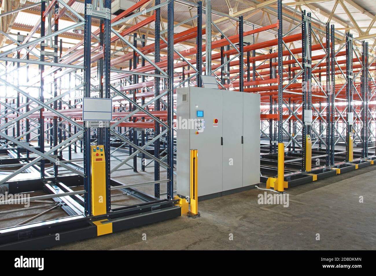 Control Box for Powered Mobile Shelving System in Warehouse Stock Photo ...